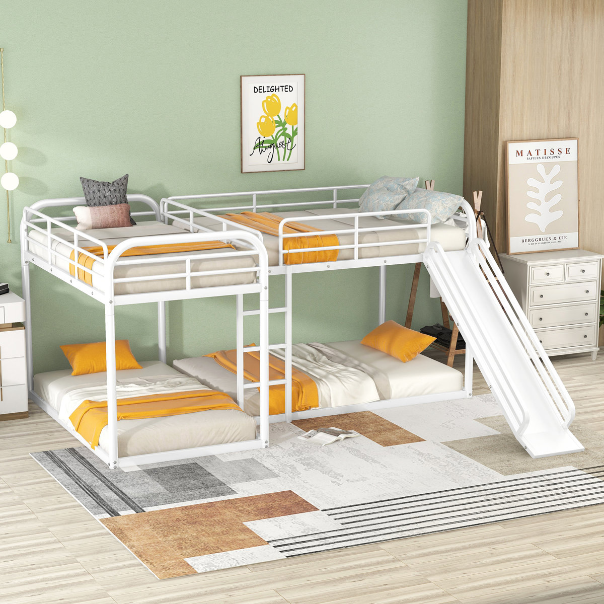 Isabelle & Max™ Levick L Shape Twin Over Twin and Full Over Full Quad Bunk Bed & Reviews | Wayfair